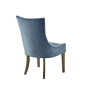 WEALTHOME Set of 2 Traditional Dining Chairs with High-Back and Light Blue Upholstery – Solid Wood Legs in Ultra Grey Finish – Ample Seating, Easy Assembly, Robust 300 lbs Capacity