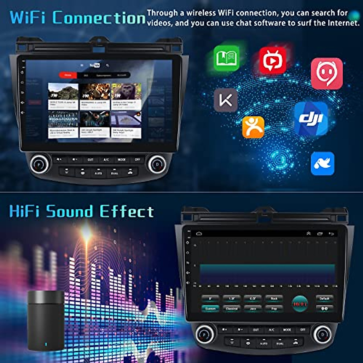 Android 11 Car Stereo for Honda Accord 7th 2003 2004 2005 2006 2007 Built-in Wireless Carplay Android Auto 10 Inch Touchscreen Radio with Backup Camera GPS WiFi HiFi Bluetooth Steering Wheel Control