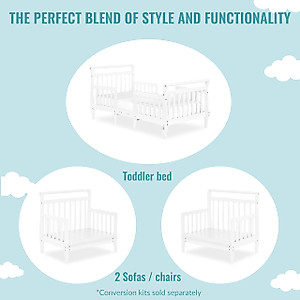 Dream On Me Emma 3 in 1 Convertible Toddler Bed in White
