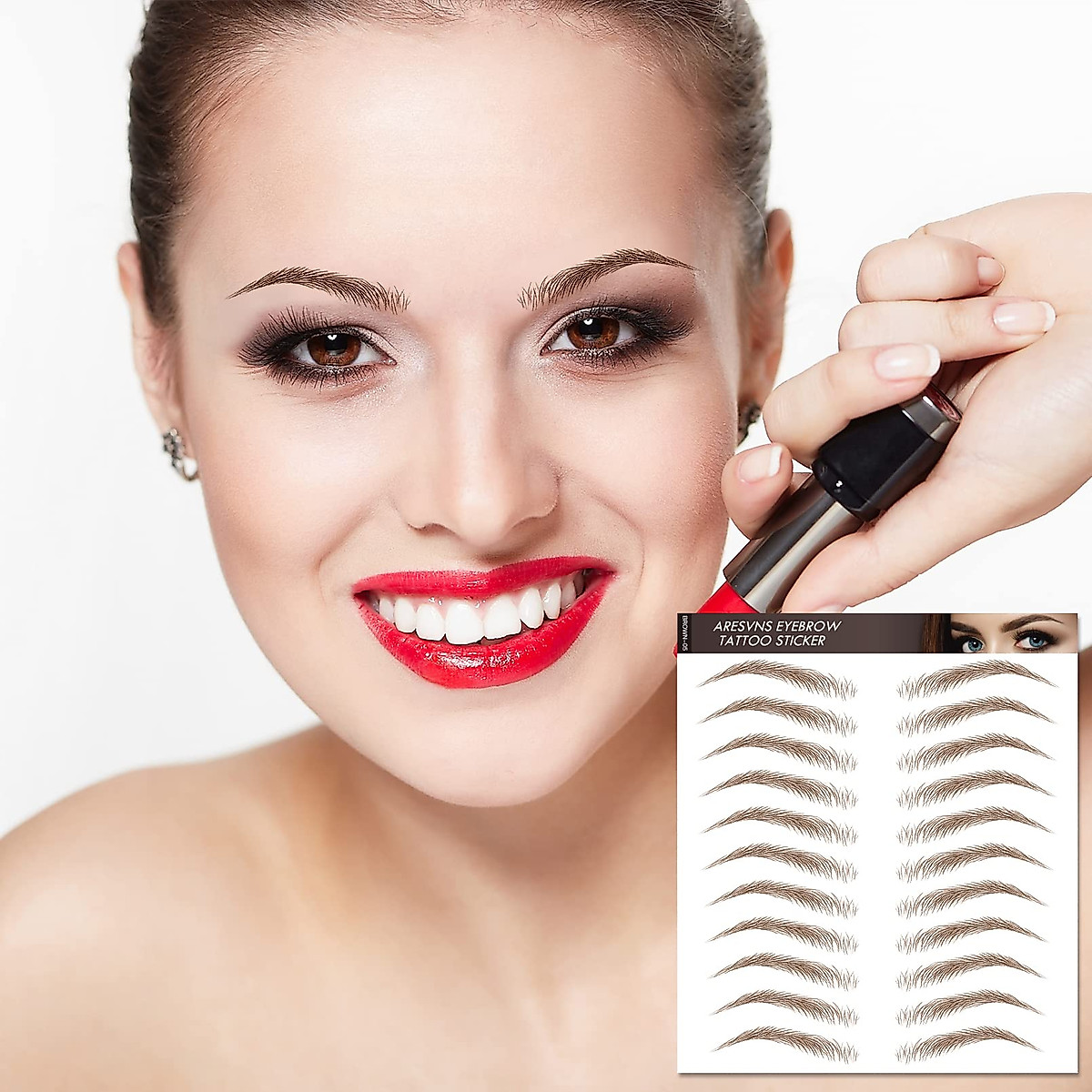 Aresvns 4D Eyebrow Tattoo Brown 66 Pairs! Waterproof Imitation fake eyebrows (Only for People without Eyebrows) Christmas Gift