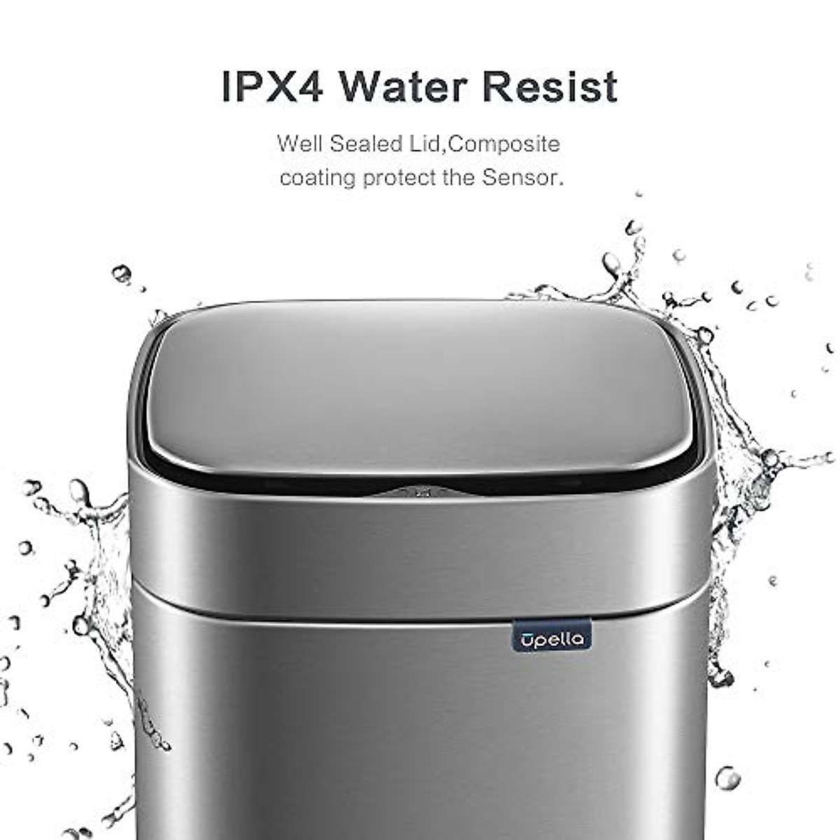 Upella Teza 2 Gallon/8 Liter Sensor Trash can, Smart Touchless Design for Bathroom, Living Room, Kitchen and Office (Gray)