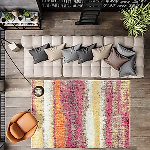 JONATHAN Y CTP105B-3 Contemporary POP Modern Abstract Vintage Indoor Area-Rug Bohemian Easy-Cleaning High Traffic Bedroom Kitchen Living Room Non Shedding, 3 X 5, Cream/Pink