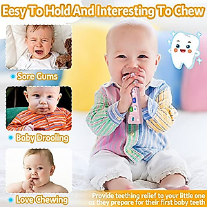 Scuwtocn Silicone Phone Teether for Baby Teething Toys for Baby 6-12 Months, Teething Toys for Babies 0-6 Months - Toddler Pretend Play Phone Chew Baby Toys - Pink