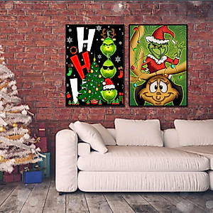 Akahllc 2 Pack Christmas Diamond Painting Kits,Christmas Diamond Art Kits for Adults Beginners,5D Christmas Gem Painting Kits for Gift Home Wall Decor(12X16 inch)