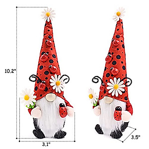 Upltowtme Ladybug Gnomes Ladybug Kitchen Tiered Tray Decor Ladybird Gnomes Plush Swedish Tomte Scandinavian Figurine Spring Summer Farmhouse Household Ornament