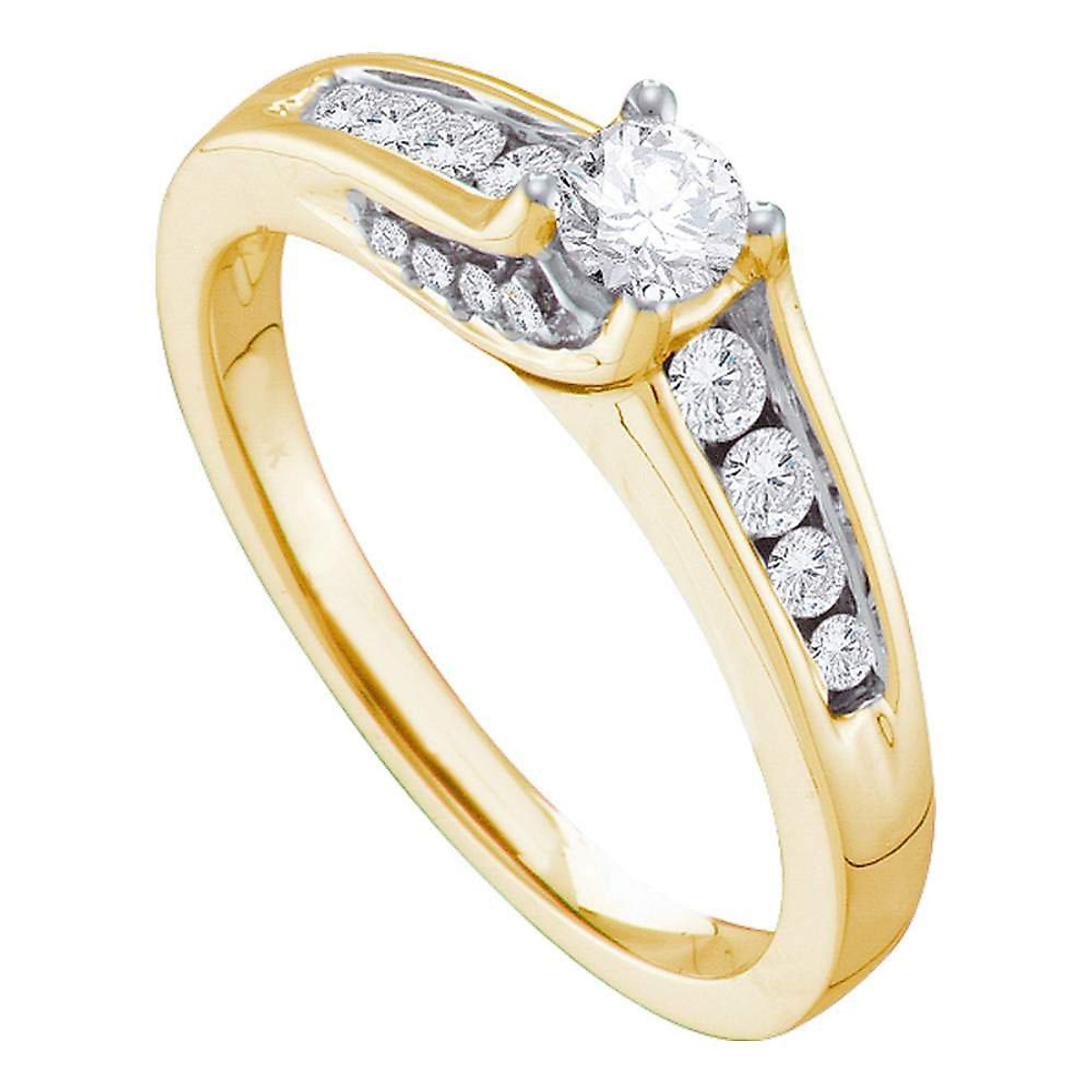 The Diamond Deal 14kt Yellow Gold Womens Round Diamond Solitaire Bridal Wedding Engagement Ring 1/2 Cttw