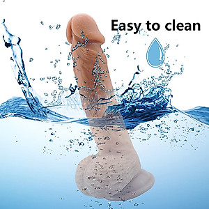 9 Inch Silicone Realistic Dildo Soft Large Dildos for Women with Strong Suction Cup for Hands-Free, Flexible Lifelike Dual Density Penis with Curved Shaft for women's big toys adult