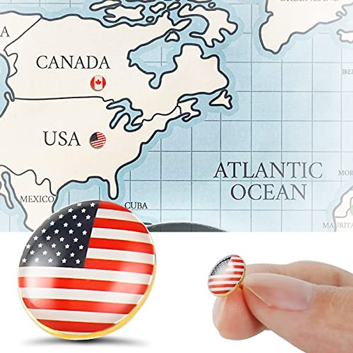 200 Pcs National Flag Thumb Tacks Country Flag Push Pins with National Flag Guide, Map Tacks Places I've Been Flag Map Push Pins for World Map Pins Flag Map Pins for Cork Board, Travel World Map