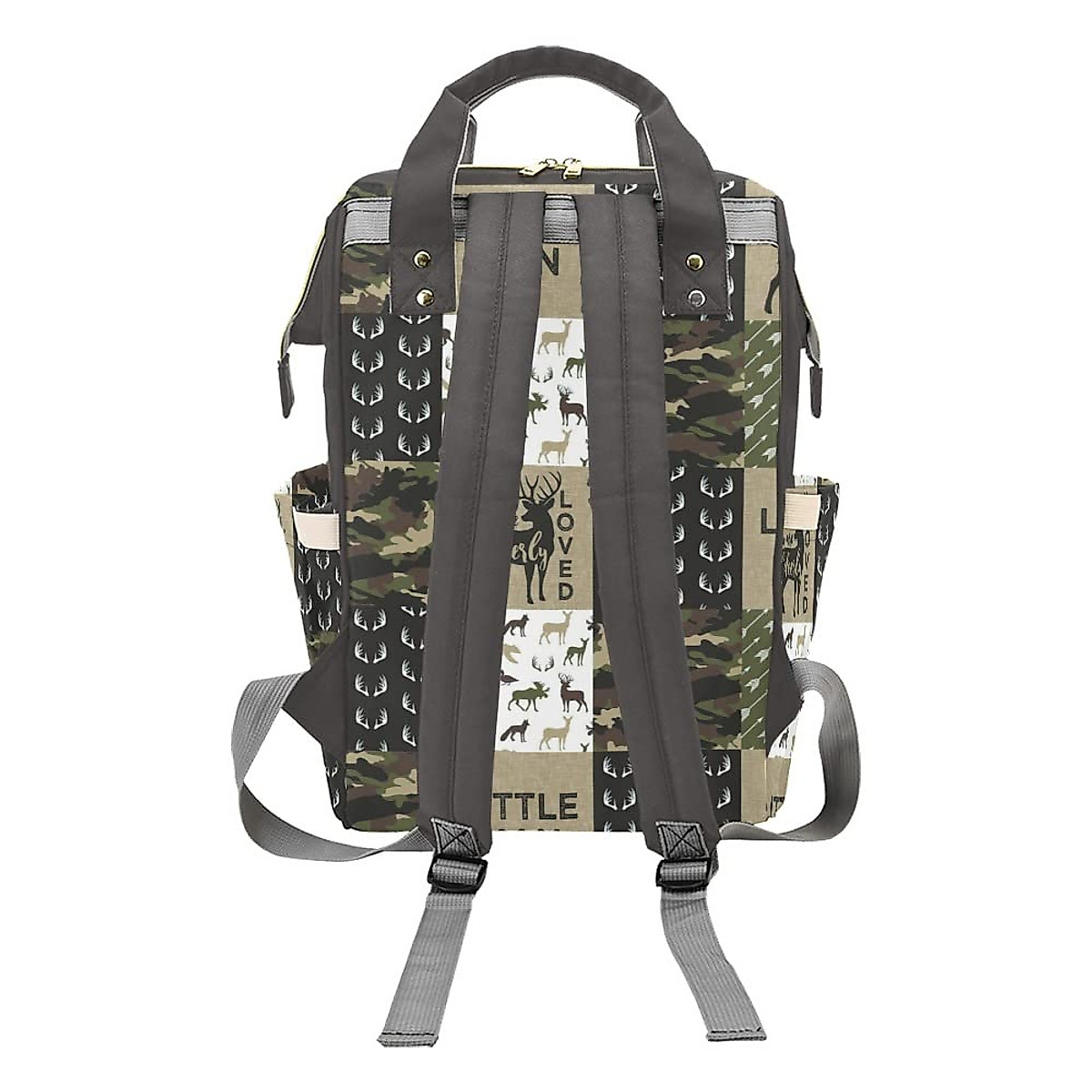 XOZOTY Antler Man Woodland Camo Diaper Bags with Name Waterproof Mummy Backpack Nappy Nursing Baby Bags Gifts Tote Bag for Women