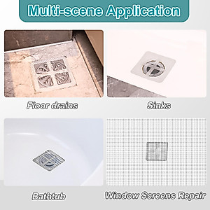 120 Pcs 4" X 4" Disposable Shower Drain Cover Hair Catcher Shower Drain Mesh Stickers, for Bathroom, Laundry, Bathtub, Kitchen Sink,Window Screen Repair etc.