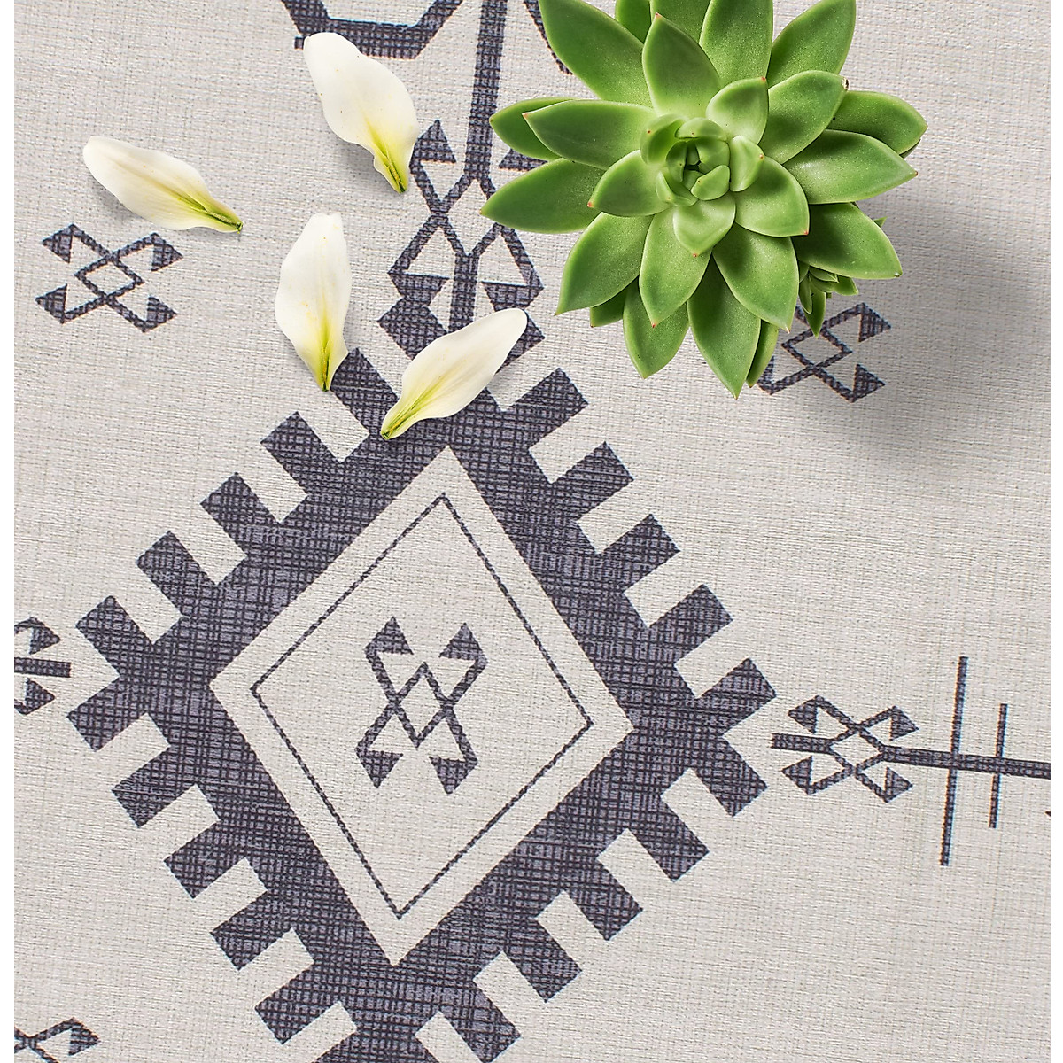 GLN Rugs Bohemian Collection - Machine Washable Area Rug, Bohemian Vintage Washable Rug, Non Slip Area Rug, Low Pile Chenille Living Room Rug, Bedroom Rug, Bathroom Rug (2'x3' Beige Rug)