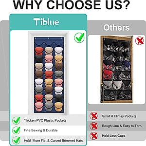 Hat Rack for Baseball Caps 27 Pockets - Hat Organizer Hanging Over The Door Baseball Hat Storage for Closet Wall - Visible Hat Holder With 3 Hooks Hat Holder Hanger for Baseball Cap & Sport Caps