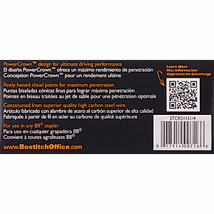 Bostitch Office B8 PowerCrown Premium Staples, 0.25 Inch Leg, Full-Strip (STCR21151/4), silver