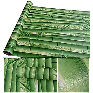 Green Bamboo Contact Paper self Adhesive Shelf Liner for Walls Cabinets Dresser Crafts Wall Paper Sticker (Green, 17.7 Inch by 9.8 Feet)
