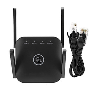 Kafuty-1 WiFi Range Extender, Wireless WiFi Repeater Signal Amplifier Up to 300meters / 984.3ft, WiFi Repeater Up to 300Mbps Speed, 2.4 ghz, 802.11 b/g/n, with Ethernet Port(Black US)