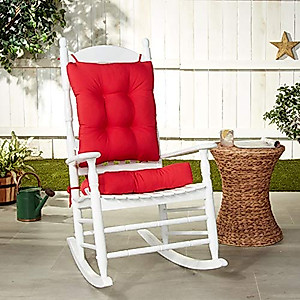 Klear Vu Solarium Cushion, Indoor and Outdoor Rocking Chair Pad for Patio, Living or Nursery Room, 2 Piece Set, Seat 19"x19" and Seatback 21"x18", 01 Red
