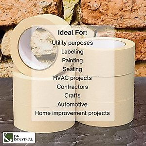 JAK Industrial 6 Rolls - 2 Inch Masking Tape for General Purpose/Painting - 60 Yards per roll