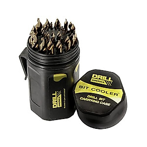 Drill America 29 Piece Cobalt Stepped Point Drill Bit Set in Round Case w/Gold Oxide Finish for Drilling Acrylic, Steel, Hard Metals, Sizes 1/16" to 1/2" x 64ths, GSC Series ZMGSC29J-PC