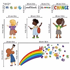 decalmile Small Hands Change The World Equality Wall Stickers Inspirational Quote Rainbow Wall Decals Kids Room Classroom School Library Wall Decor Gift