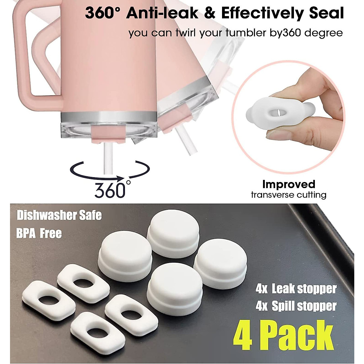 Spill Stopper Silicone for Stanley 40oz|30 oz Tumbler with Handle, Compatible with Quencher H2.0 Flowstate Tumbler 40oz/30oz Stanley Cup Accessories Stanley Spill Stopper 8pcs