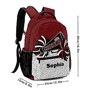Personalized Cheerleader Dark Red Black Custom Backpack Waterproof Multifunctional Daypack with Name Gift