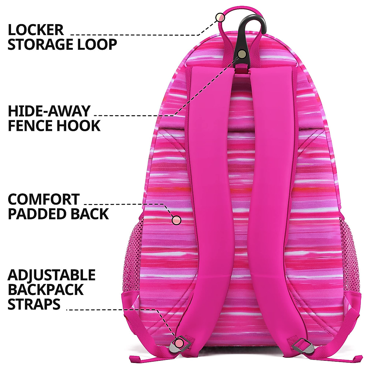 Athletico City Tennis Bag - Tennis Backpack for Men & Women Holds 2 Tennis Rackets and Shoes - Tennis Bags With Racquet Holder For Tennis, Pickleball, Squash & Badminton - Tennis Bags for Women (Pink)