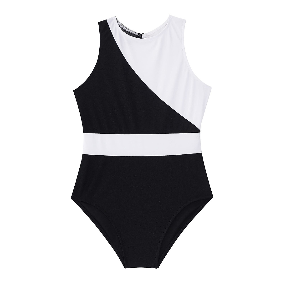 Freebily Sleeveless Gymnastics Leotard for Girls Color Block Ballet Dance Bodysuit Sports Unitard Training Outfit Swimwear Black&White 16 Years