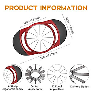 Supercenter Apple Cutter, Apple Corer and Slicer - Stainless Steel Apple Corer - 4.72 Inch Apple Slicer Tool with 12 Super Sharp Blades, lightweight Apple Slicer and Corer with Anti-slip Handle