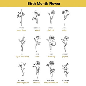 SIMONLY Birth Month Flower Ring 12 Different Flowers To Choose Mothers Day Jewelry Gift for Birthday Personalized Engraved Birth Flower Ring