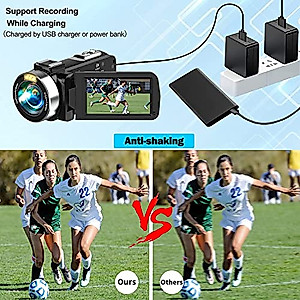 Rawiemy Video Camera Camcorder HD 2.7K 48.0MP Video Recorder Camera Vlogging Camera for YouTube Kids Camcorder with 3" LCD Screen,Remote,2 Batteries and 32G SD Card