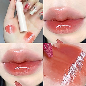 KWOLYKIM Glass Water Lifter Gloss, Hydrating Lip Gloss, Plumping Water Gloss Lip Gloss Moisturizing Sweet Lip Glaze Snow Pink