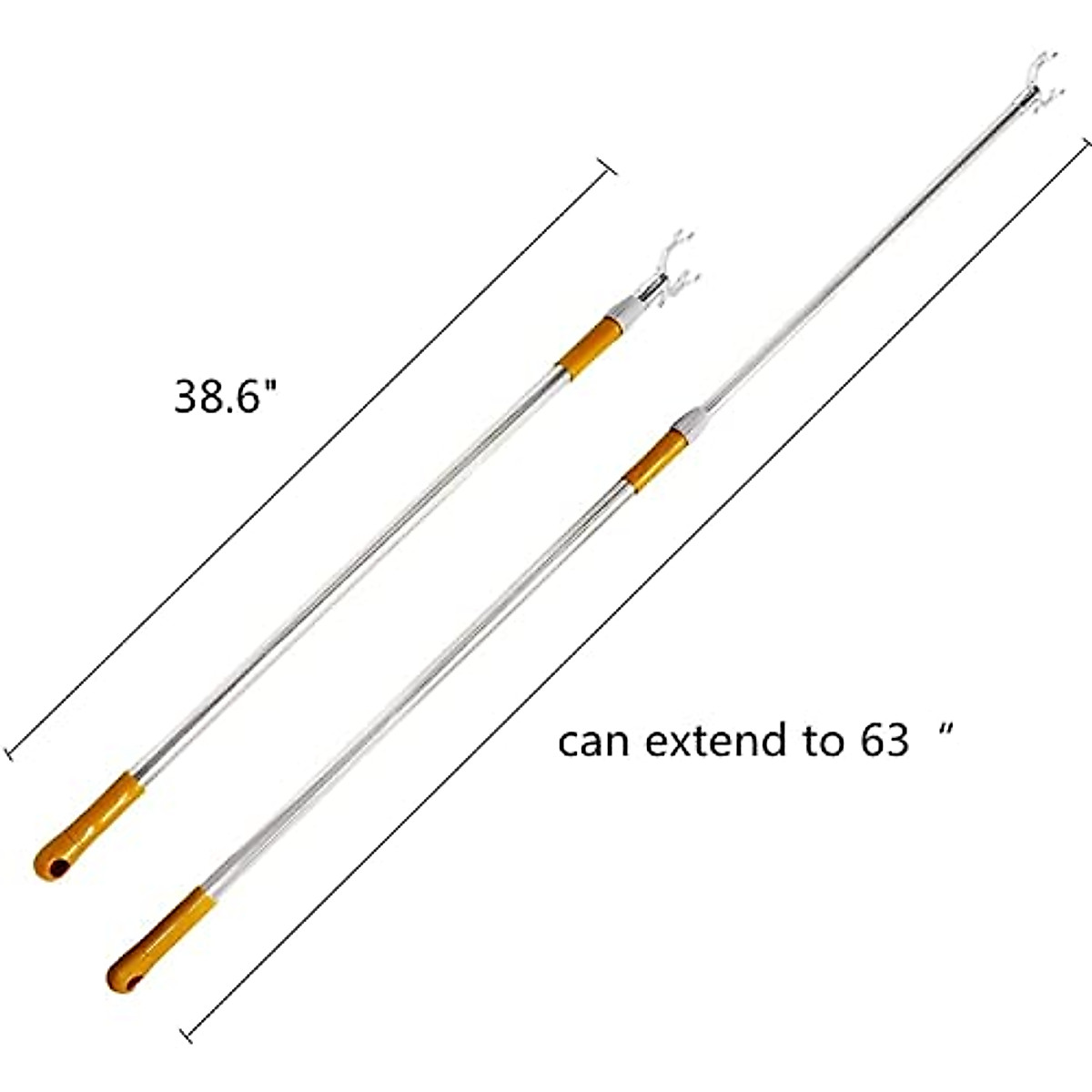 Seasonfall 63 Inch Long Reach Stick for Hanging Clothes Closet Poles for Reaching Clothes Extendable Reach Pole with Hook Retractable Adjustable Rod for Ceiling and Shelf