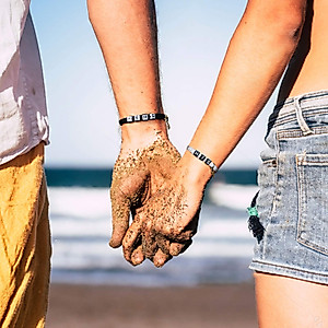 MJartoria Couples Bracelets, Personalized Matching Bracelets for Couples His and Hers, Handmade Rope Braided Rhinestone, Stainless Steel Bracelets for Lover BFF Bracelets for 2 (White)