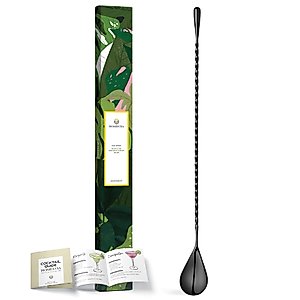 Homestia Black Bar Spoon Stainless Steel Cocktail Stirring Spoon Long Handle Cocktail Stirrer for Drinks Coffee Stir Spoon 12"