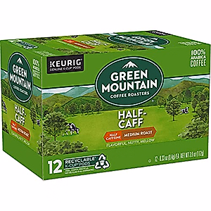 Green Mountain Coffee Roasters Half Caff Keurig Single-Serve K-Cup pods, Medium Roast Coffee, 12 Count