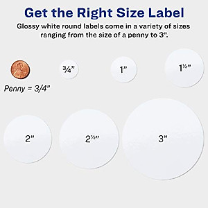 Avery Printable Round Labels with Sure Feed, 2" Diameter, Glossy White, 60 Customizable Labels (22817)