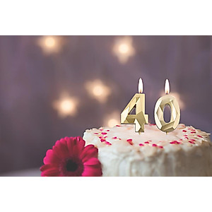 2 inch Gold 40 Birthday Candles, 3D Diamond Number 40 Cake Topper for Men Women Birthday Party Decorations Theme Party