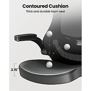 Totnz Ergonomic Office Chair with Mesh Back and Leather Cushion,Lumbar Support Computer Chair with Flip-up Arms and Adjustable Height,Home Office Desk Chairs(Black)