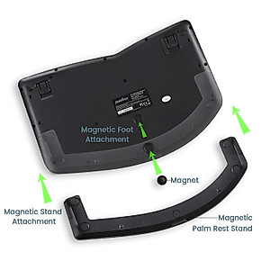 Perixx PERIDUO-606 Wireless Mini Ergonomic Keyboard with Portable Vertical Mouse - Adjustable Palm Rest Stand - Membrane Low Profile Keys - US English