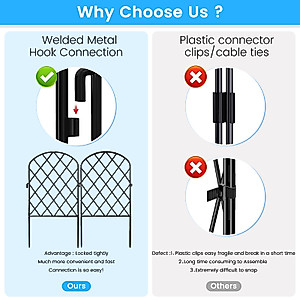 Getlay Decorative Garden Fence 24 Pack,24Ft (L) X 24in (H) Black Mesh Rustproof Metal Fence, Animal Barrier Fence for Small Dog, Border Folding Patio Fence, Outdoor Flower Bed Landscape Decor