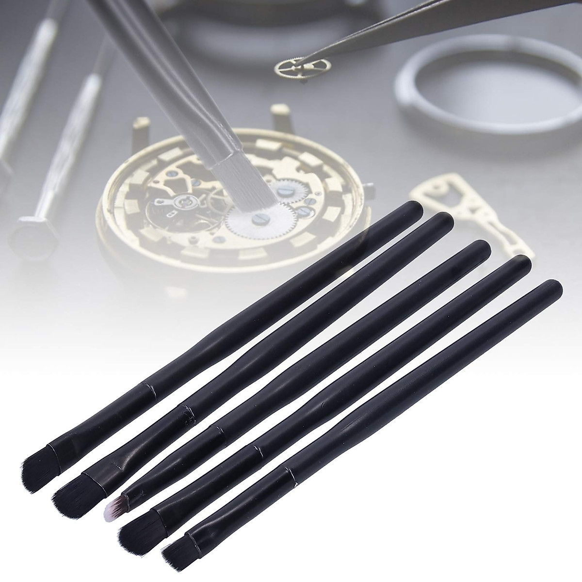 Watch Cleaning Brush Set, Jewelry Cleaning Kit Watch Pin Removal Tool, Wristwatch Movement Small Part Cleaning Tool with Box, Small Part Cleaning Soft Brushes Set