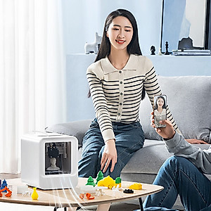 3D Printer, Small 100-240V High White Photo Modeling 3D Printer for Kids (US Plug)