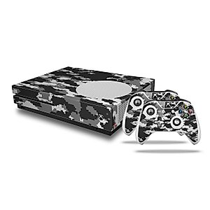 WraptorSkinz Decal Vinyl Skin Wrap Compatible with Xbox One S Console and Controllers - WraptorCamo Digital Camo Gray
