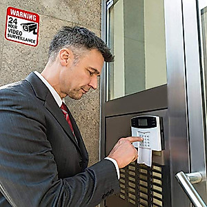 Tatuo 20 Pieces Video Surveillance Sticker Sign Decal 2 Size for Home Business Camera Alarm System Stickers, 5 x 5 Inches and 3 x 4 Inches Adhesive 24 Hours Security Warning Signs