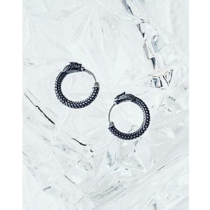 COPPERTIST.WU Ouroboros Earrings Small Huggie Hoop Earrings 925 Sterling Silver Earrings Hypoallergenic for Men Women