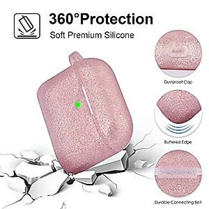 TOROTOP Compatible with Airpods Pro Case, Soft 4 in 1 Silicone Protective Case for Apple Airpods Pro with Bling Elephant Keychain/Storage Box, Charging Case for Airpods Pro Case 2019 Rose Gold