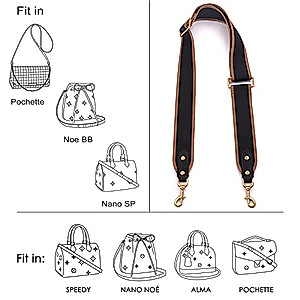 GOXTECH Purse Strap Replacement Crossbody Handbag Stripe Wide Adjustable (Black -Bag Strap)