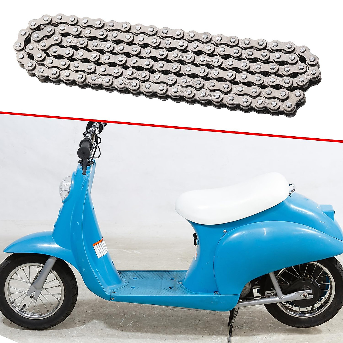 KAMIER 25H Drive Chain 126 Link for Razor MX350 MX400 ZR350 SX350 McGrath Dirt Rocket Bike Kids Electric Pocket Mod Mini Euro Bella Vapor Sweet Pea Scooter Motovox MBxXSe MotoTec MT-MB Mini Bike Parts