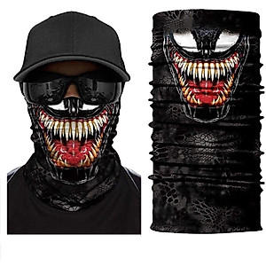 4PCS 3D Venom Face Scarf, Neck Gaiter, Headwear, Magic Scarf, Balaclava, Bandana, Headband for Women Men Teenager Fishing, Hunting, Yard Work, Motorcycling,Skiing,Hiking