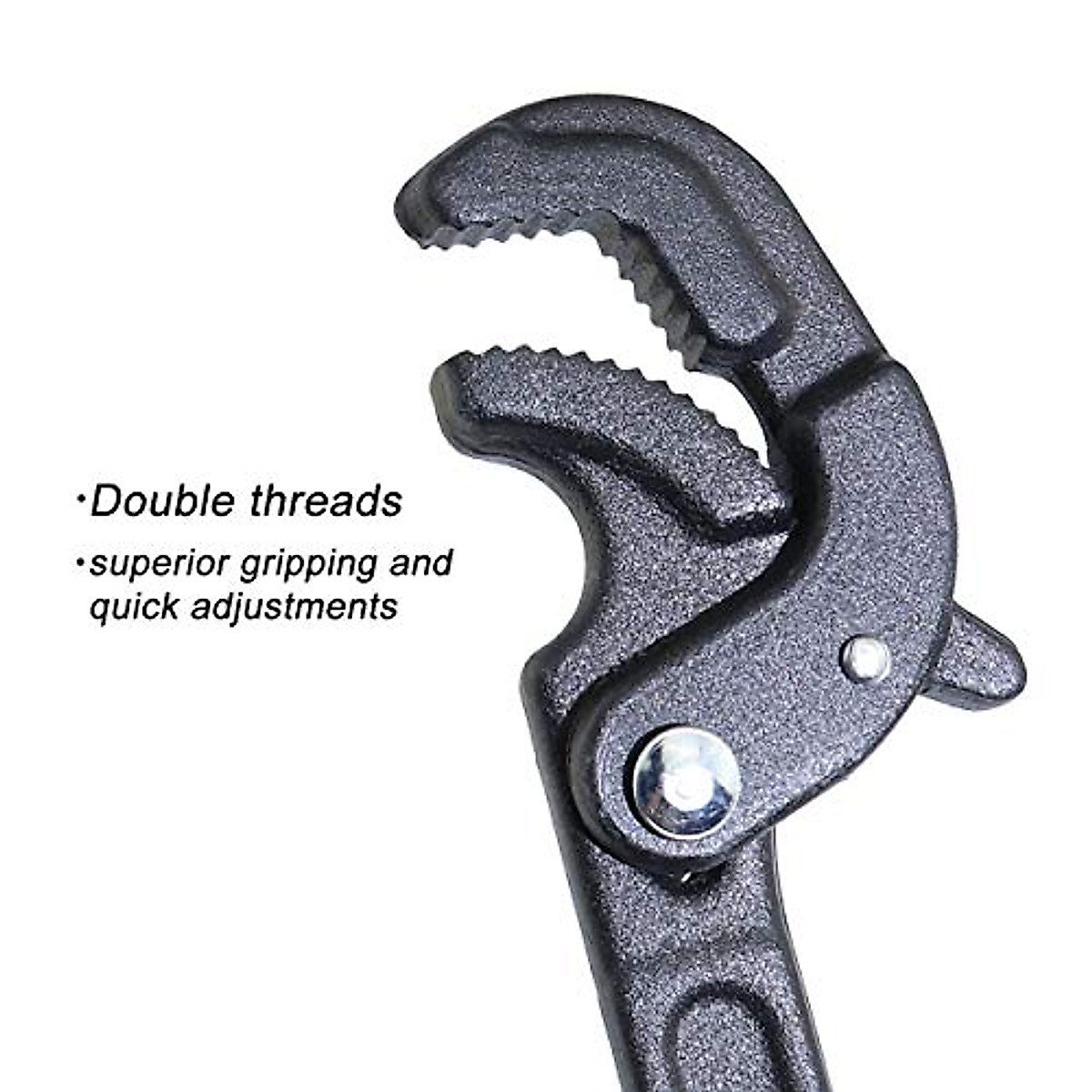 boeray 2 Pack Adjustable Wrench Quick Multi-function Self-Adjusting Spanner Power Grip Pipe Wrench 0.6”-2.4”/14mm-60mm